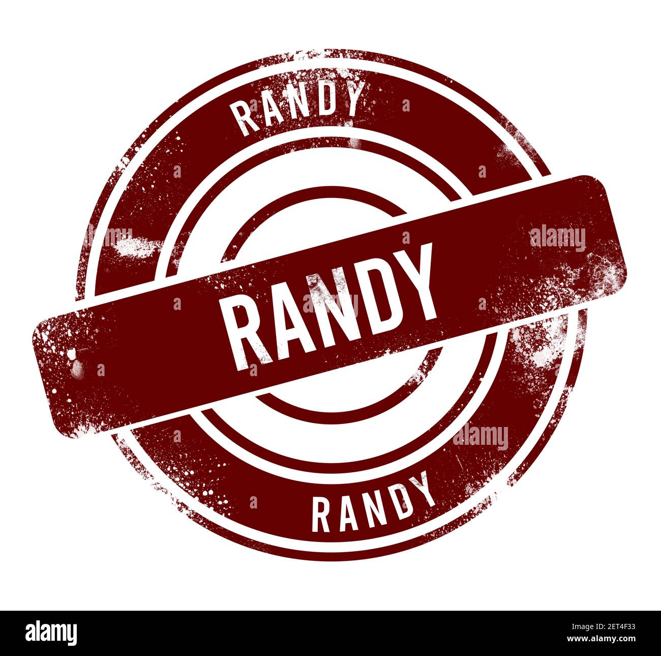 Randy - red round grunge button, stamp Stock Photo - Alamy