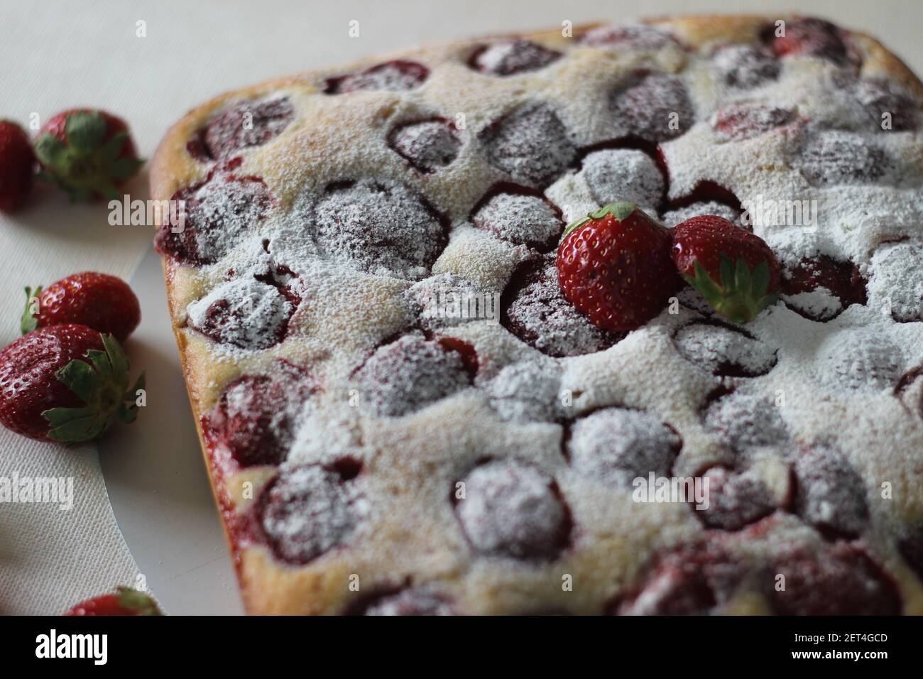 Homemade Strawberry cake. A simple yellow cake with lots of fresh ...