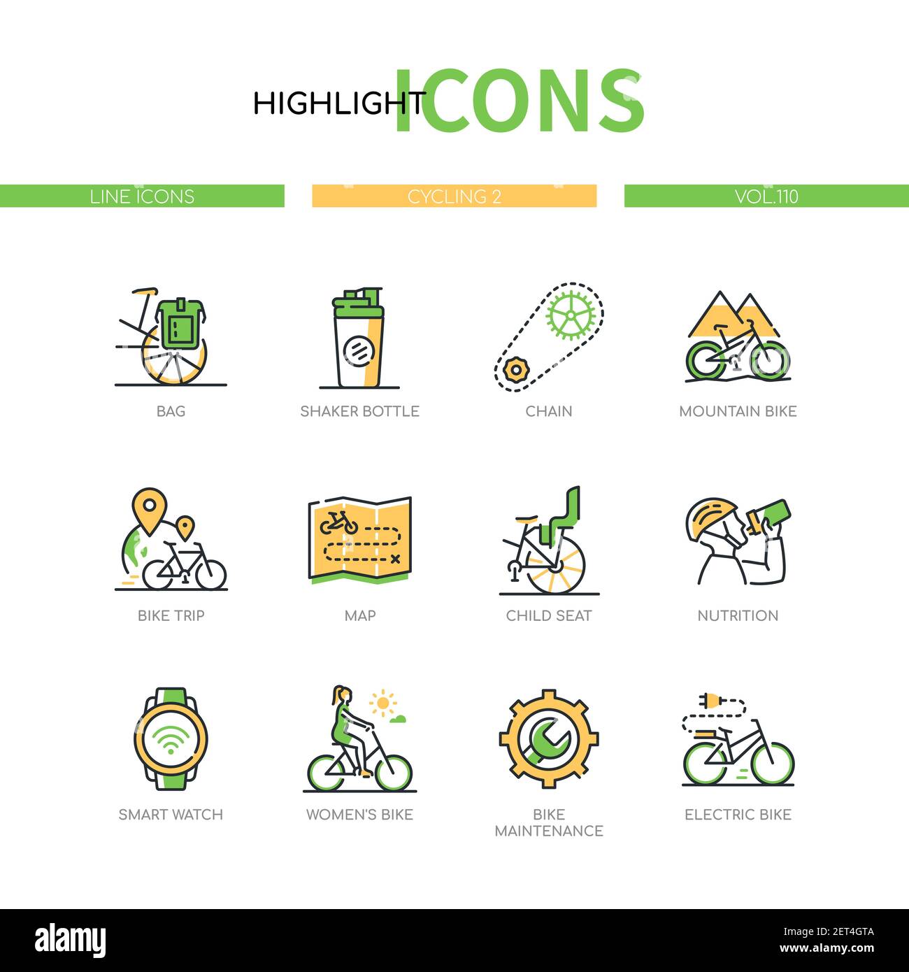 Cycling - modern line design style icons set. Sport and exercising ...