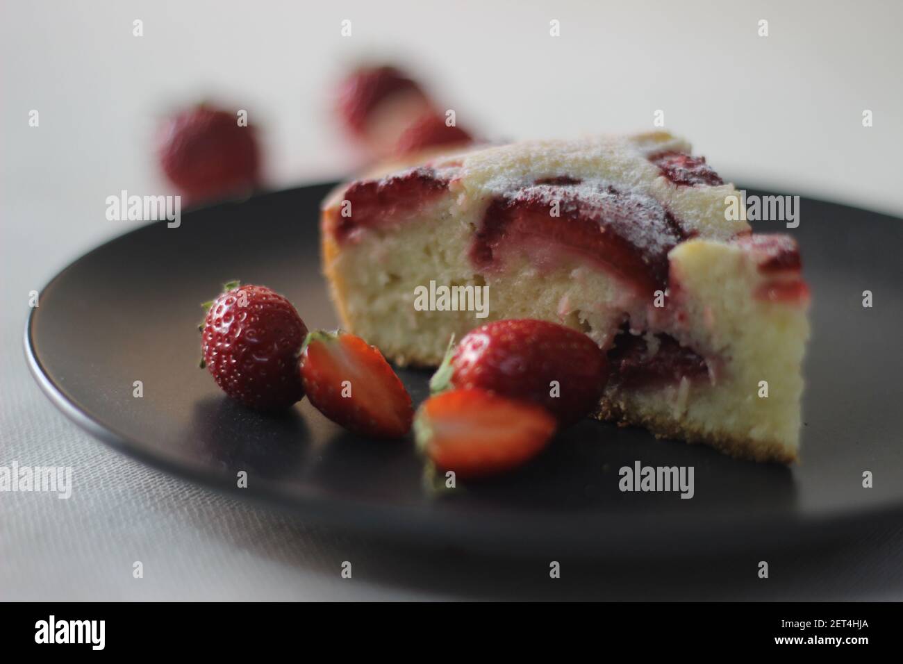Homemade Strawberry cake. A simple yellow cake with lots of fresh ...