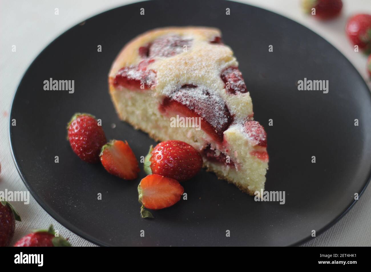 Homemade Strawberry cake. A simple yellow cake with lots of fresh ...
