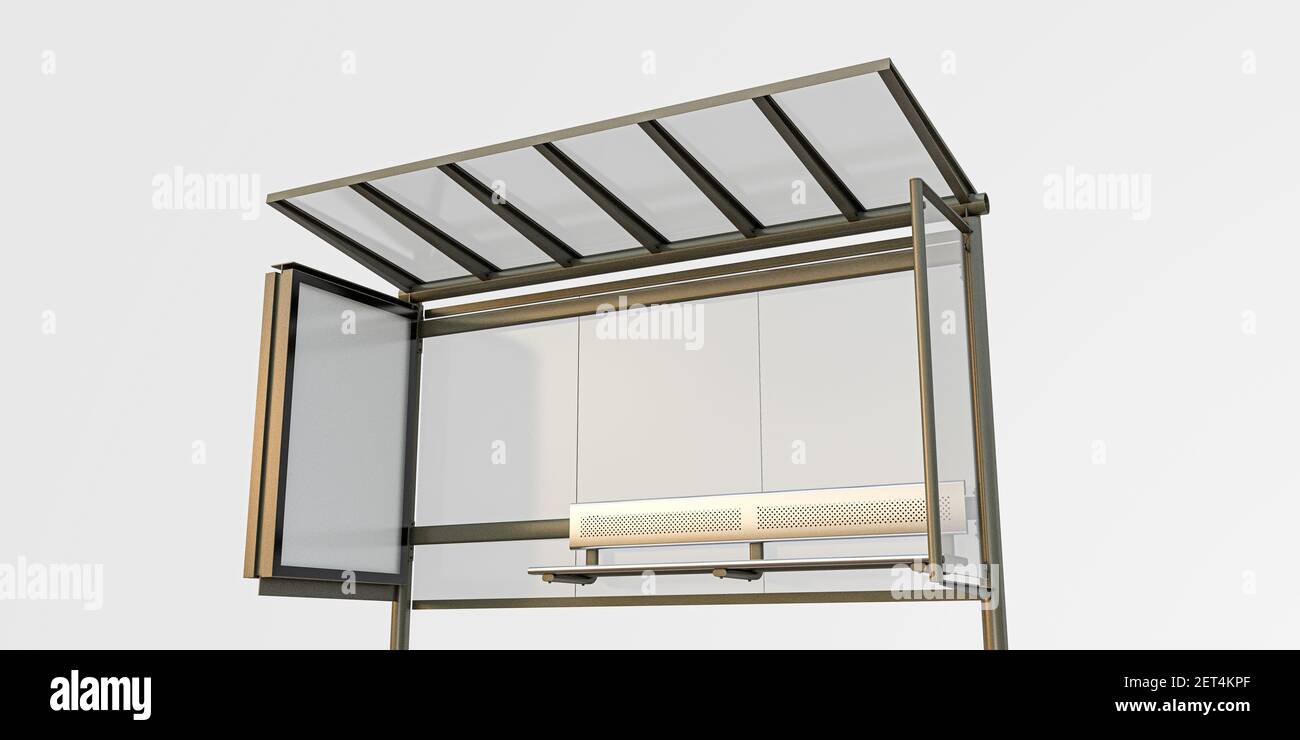 bus stop isolated on white background 3d illustration Stock Photo - Alamy