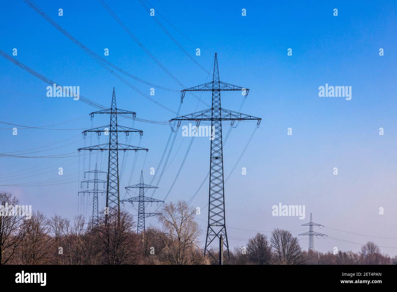 Many high voltage electricity pylons and power lines near RWE ...