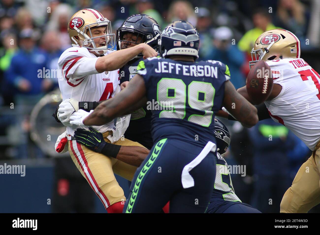December 2, 2018: Seattle Seahawks defensive end Jarran Reed (90) hits ...