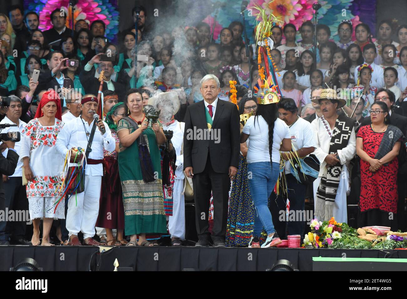 new president of Mexico Andres Manuel Lopez Obrador during a ritual ...