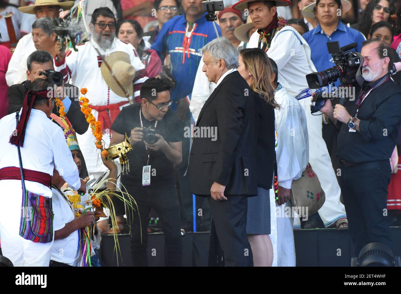 new president of Mexico Andres Manuel Lopez Obrador during a ritual ...