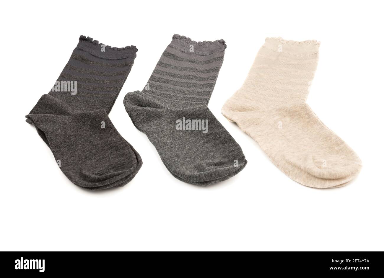 Three pairs of socks isolated on white background Stock Photo - Alamy