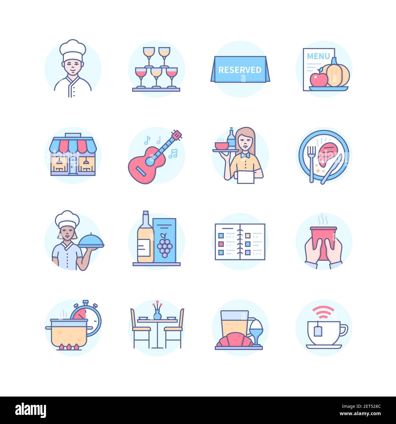 Restaurant - modern line design style icons set. Food and drinks, cafe ...