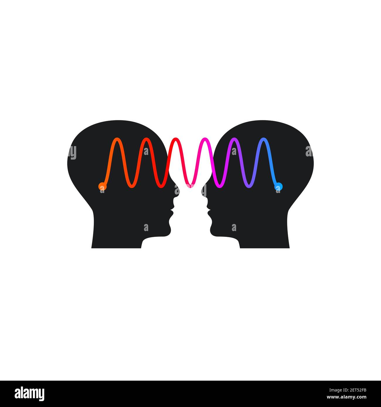 Empathy symbol. Two profiles with link between them. Therapy sign ...