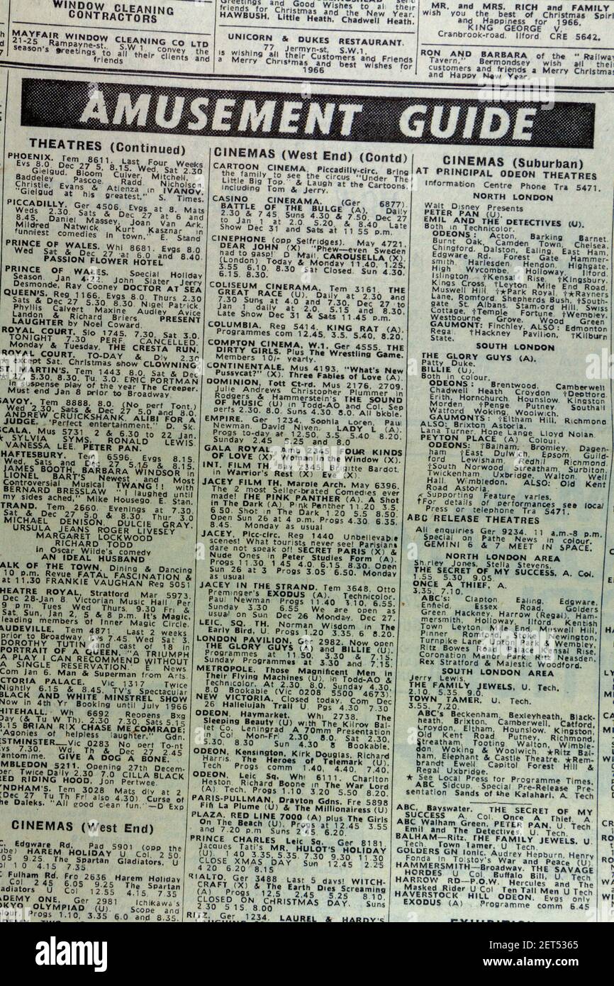 Amusement Guide (showing film, theatres etc) in the Evening News ...