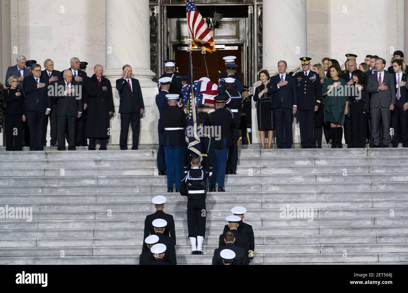 The casket carrying former president George Herbert Walker Bush is ...