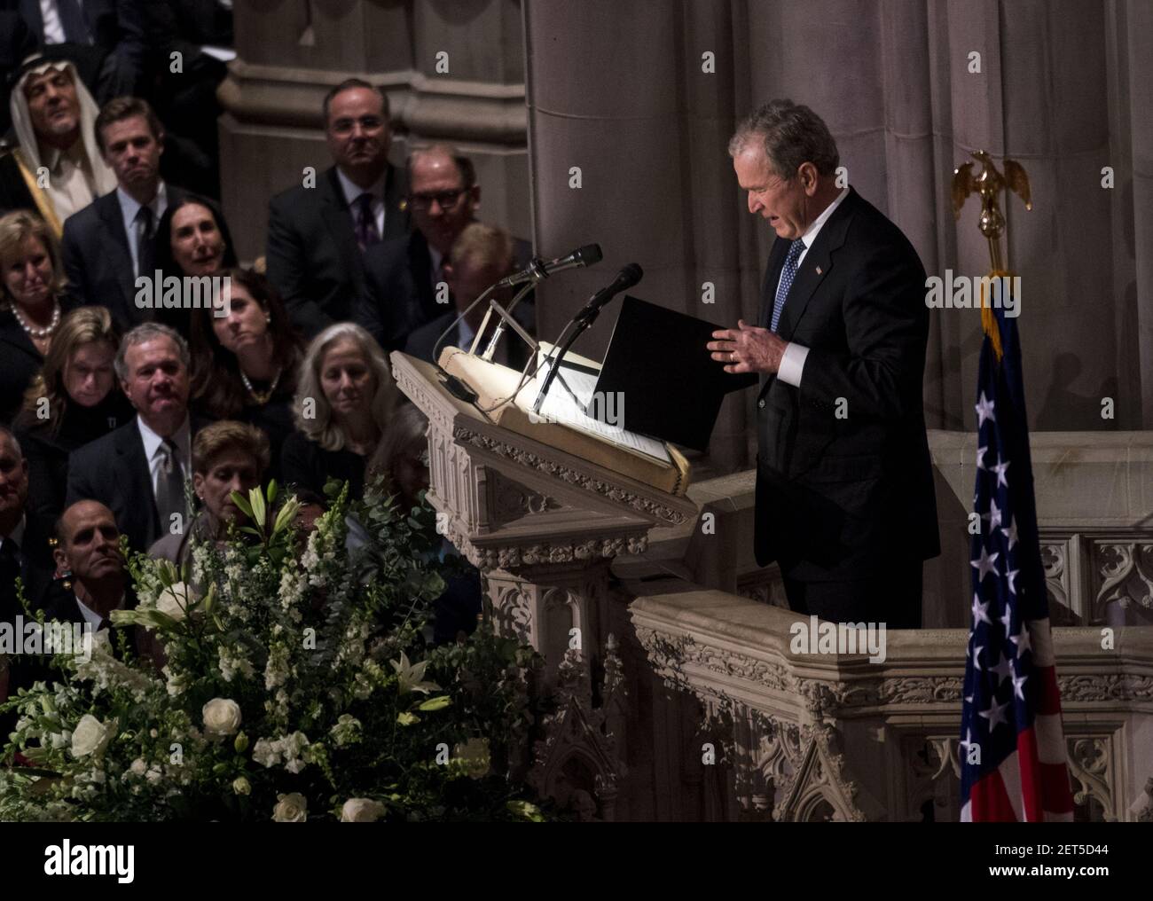 Former President George W. Bush during his eulogy of his father former ...