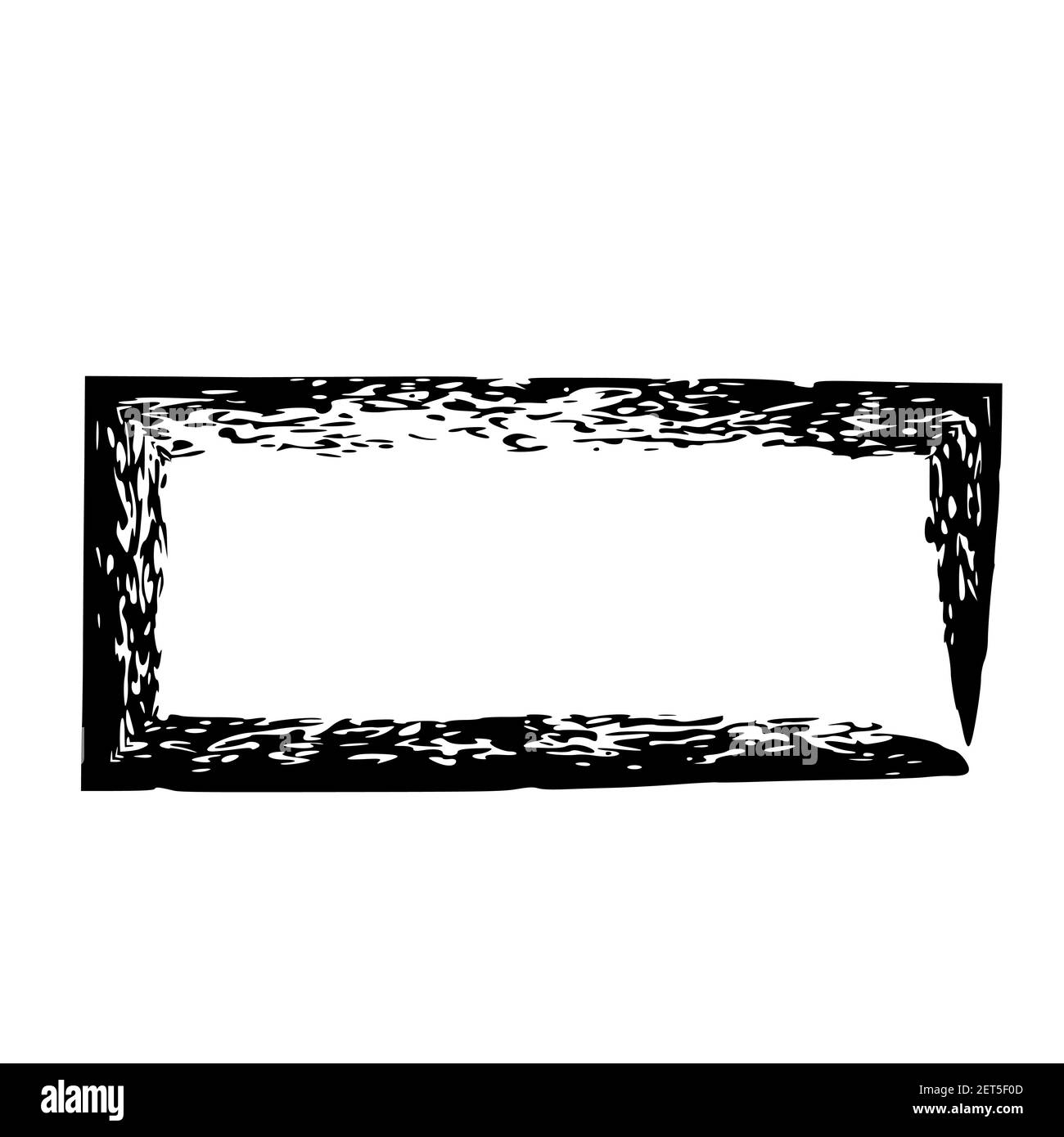 Rectangle grunge frame isolated on white background. Black ink border ...