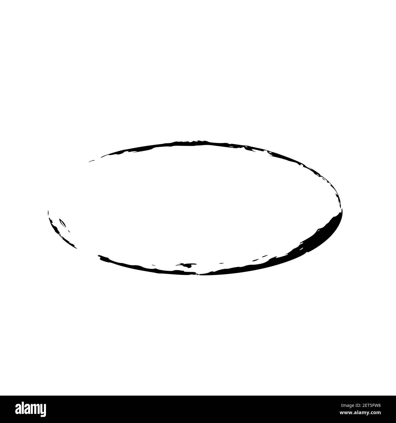 Oval grunge frame isolated on white background. Black ellipse ink ...