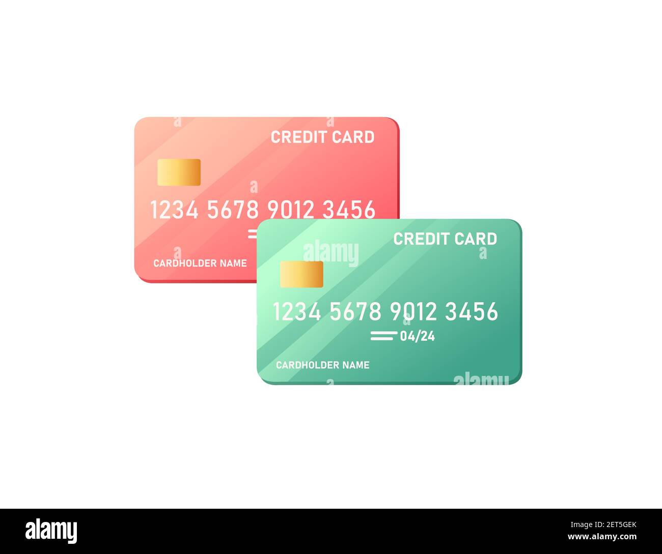 Two different color plastic cards with chips vector illustration on ...