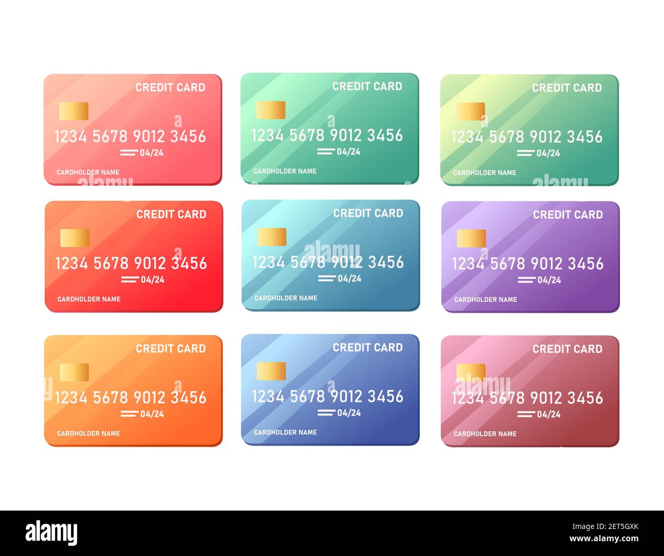 Collection of different color plastic cards with chips vector ...