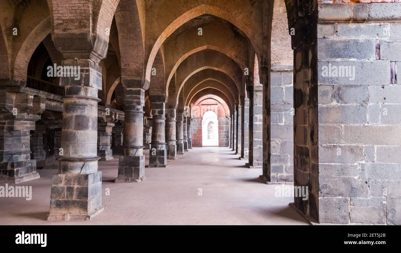 Malda, West Bengal, India - January 2018: The arches in the arcaded ...
