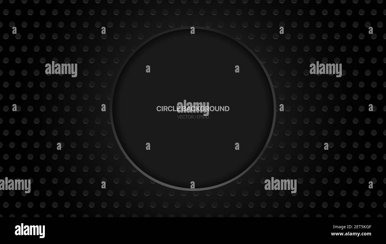 Circle black abstract background. Metal steel subwoofer concept. Vector ...
