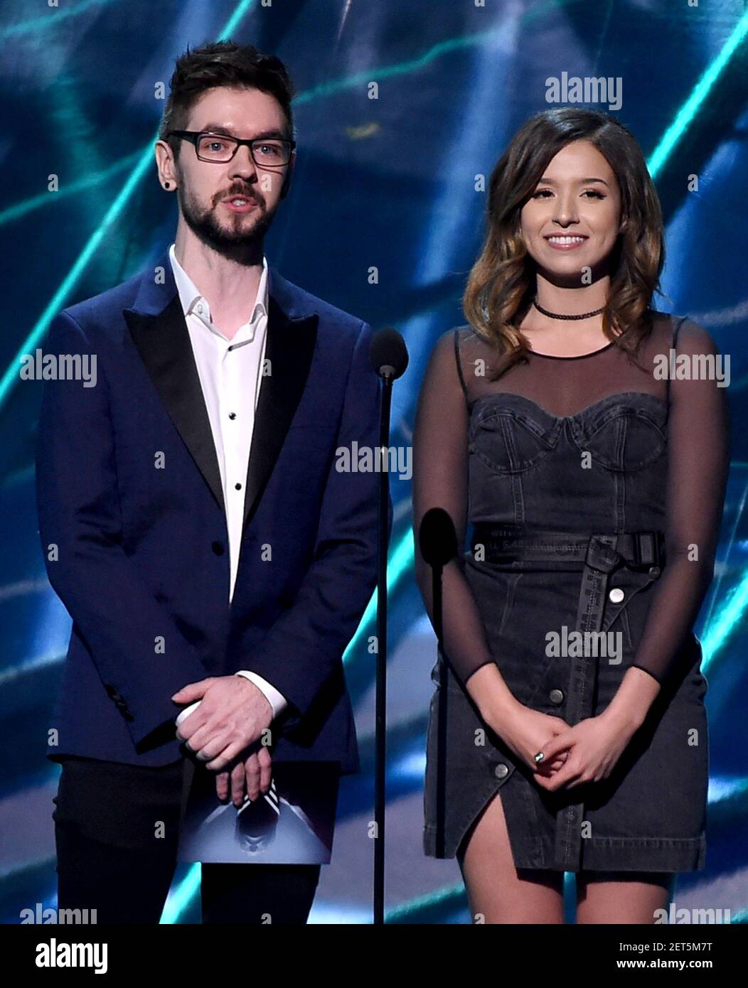 LOS ANGELES - DECEMBER 6: Presenters JackSepticEye and Pokimane appear ...