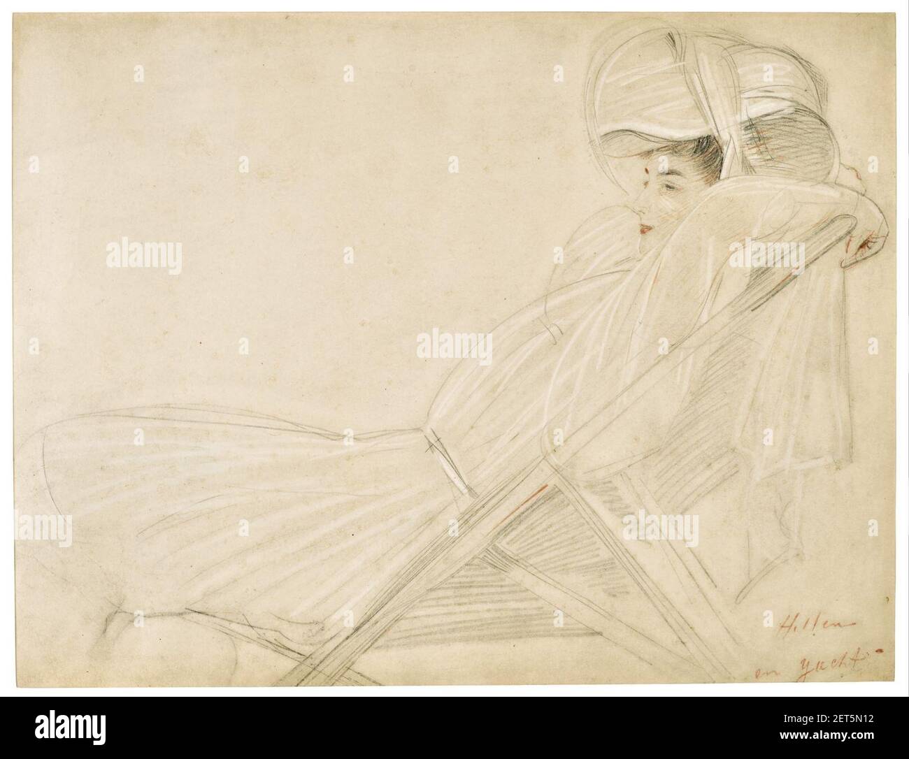 Paul-César Helleu - A young lady reclining in a deck-chair Stock Photo ...