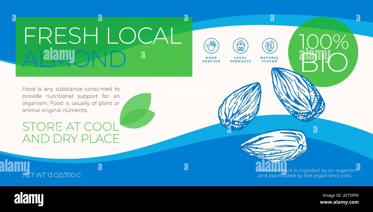 Fresh Local Nuts Label Template. Abstract Vector Packaging Horizontal ...