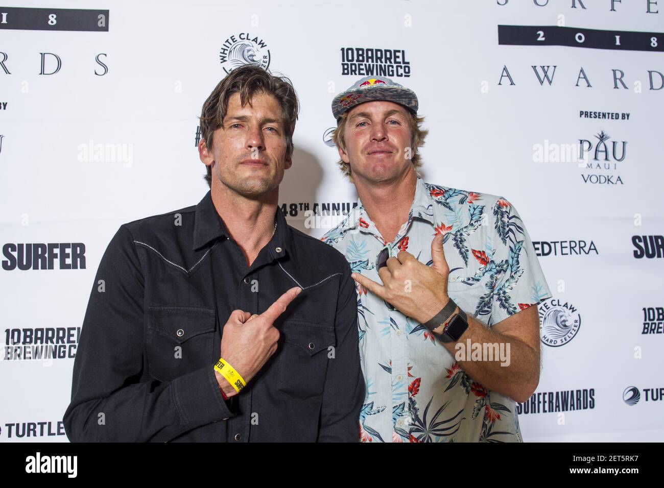 December 6, 2018 - Bruce Irons (left) and Jamie O'brien (right) poses ...