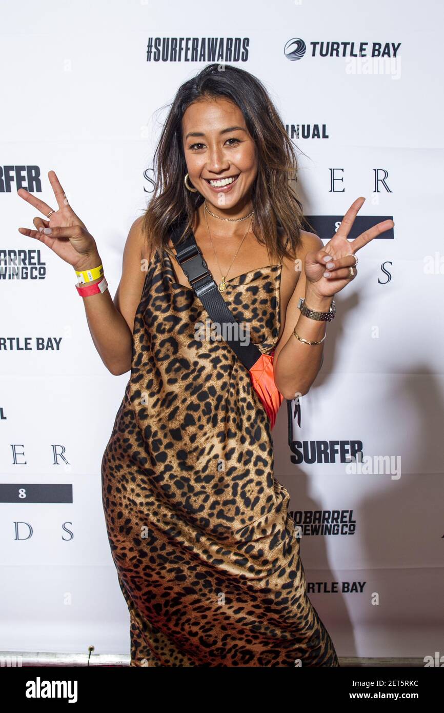 December 6, 2018 - Roxy surfer Kelia (Sister) Moniz poses on the red ...