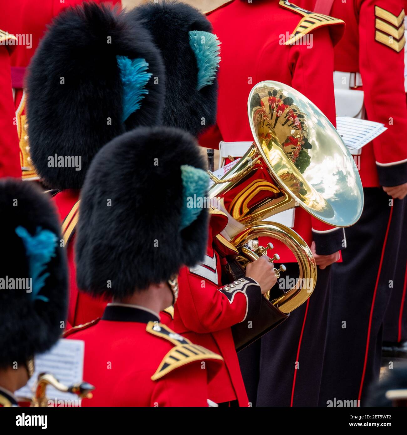 Trooping the Colour, military ceremony in London UK. Coldstream Guards ...