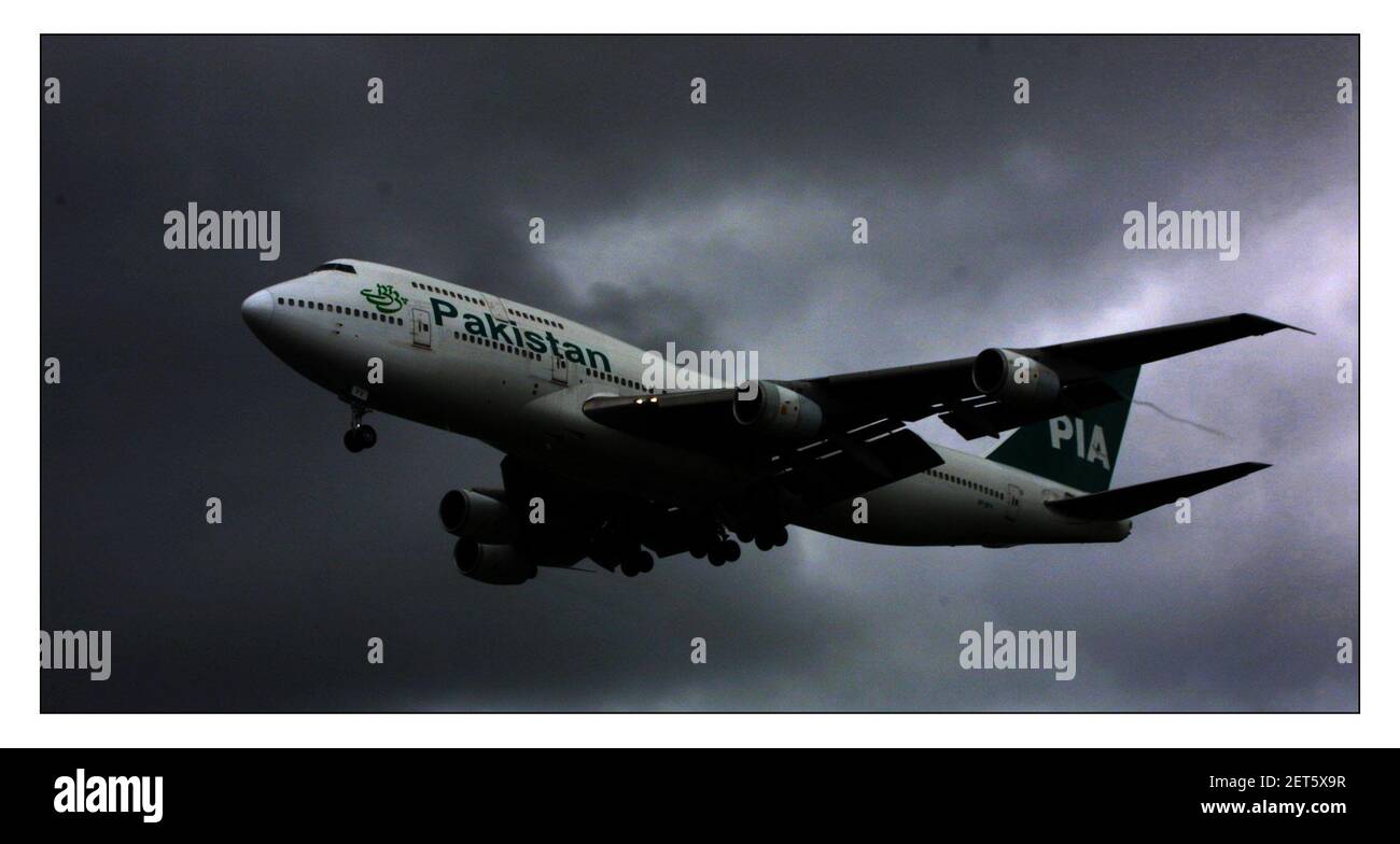 Pakistan airline plane landing at Heathrow airport....pic David ...