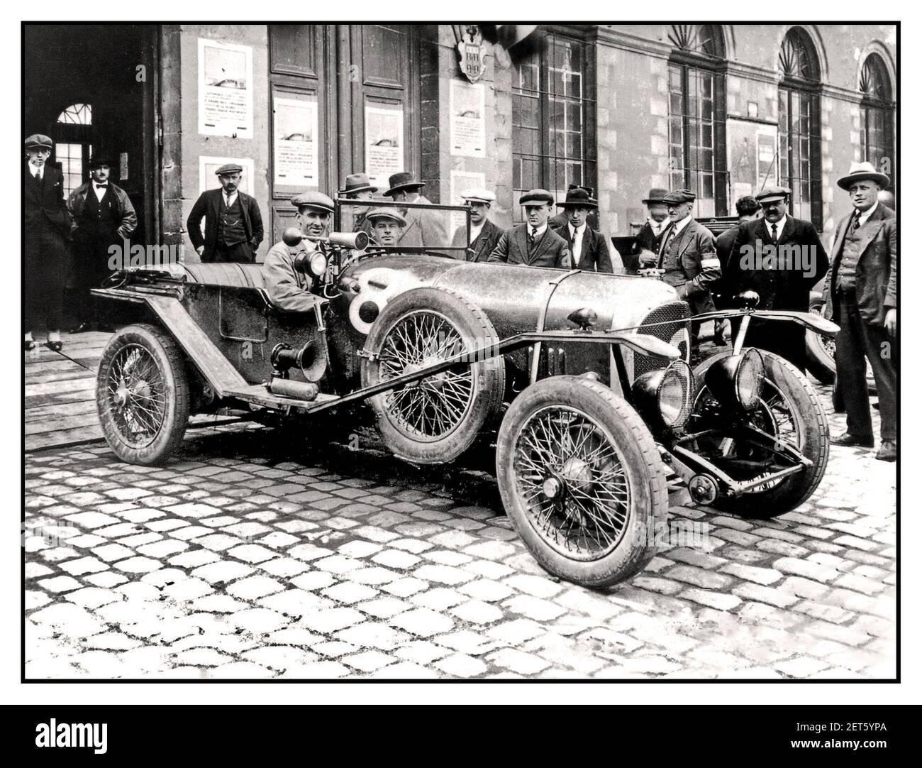 VINTAGE 1924 Le Mans town with winning Bentley No 8 3 Litre Le Mans ...