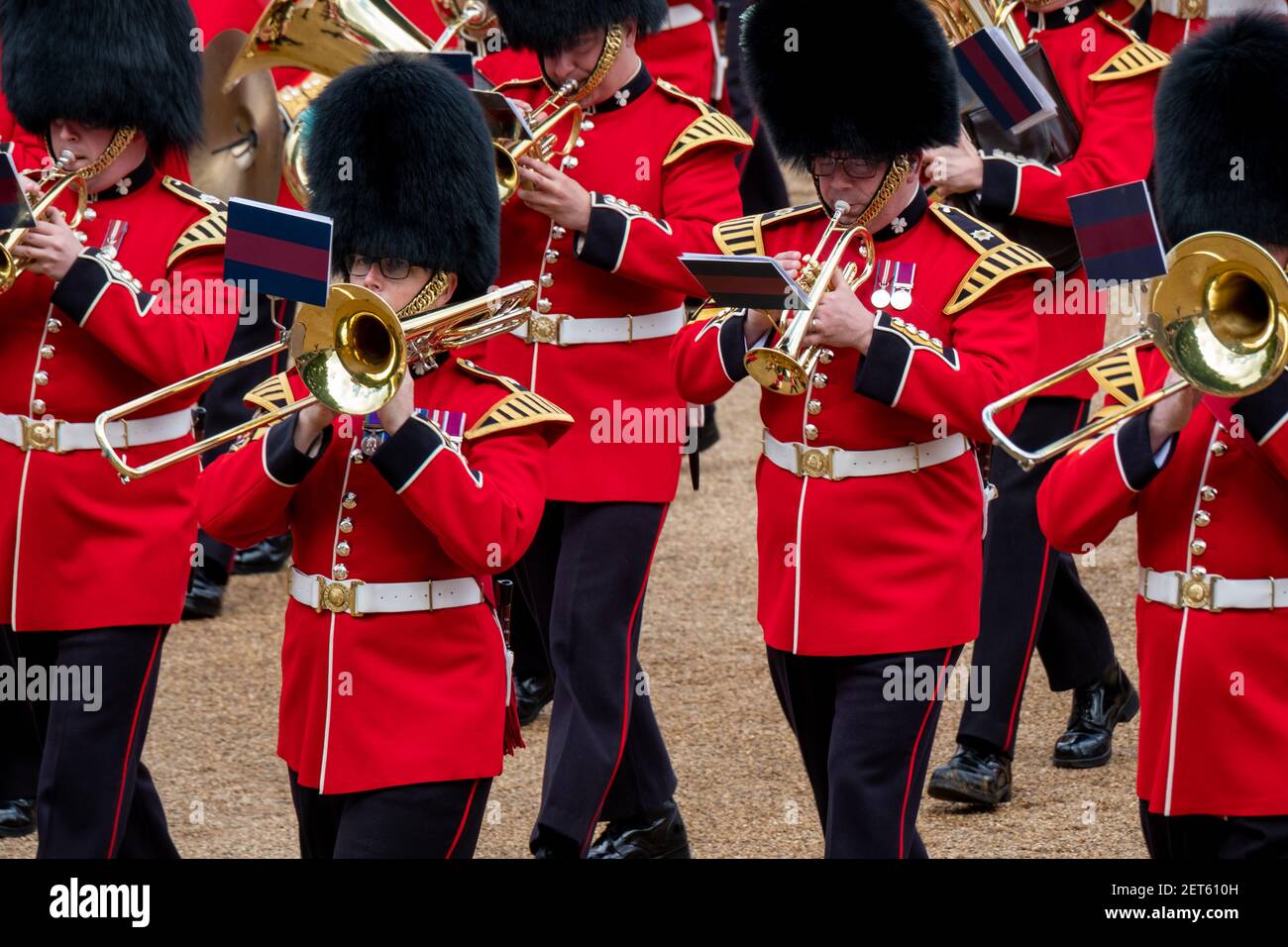Trooping the Colour, military ceremony in London UK. Coldstream Guards ...