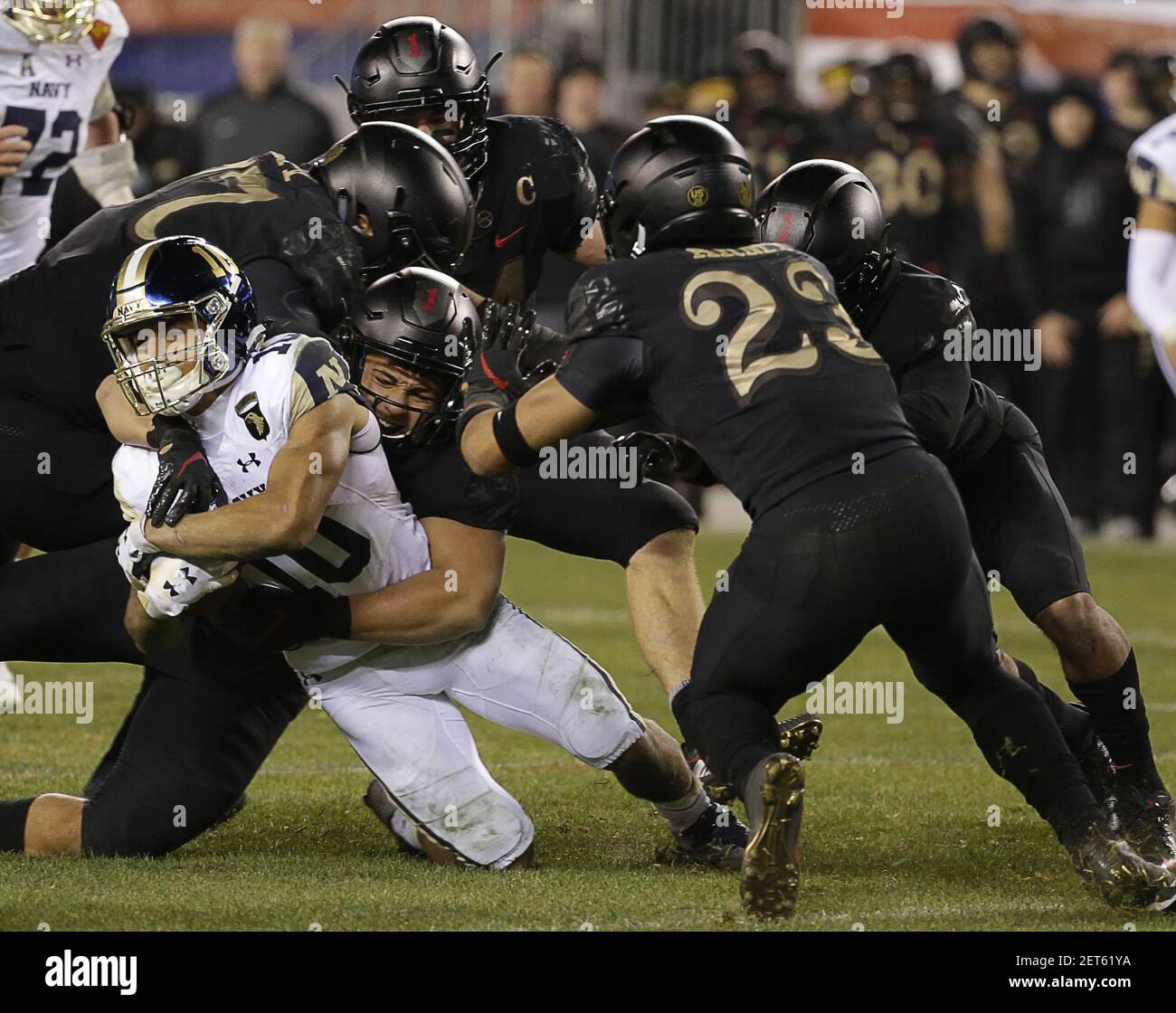 December 8, 2018: Navy Midshipmen QB #10 Malcolm Perry is tackled ...