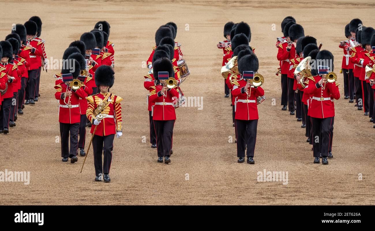 Trooping the Colour, military ceremony in London UK. Coldstream Guards ...