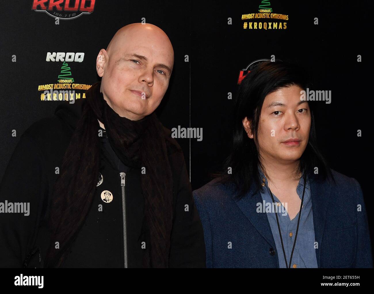 Billy Corgan and James Iha of The Smashing Pumpkins pose during KROQ ...