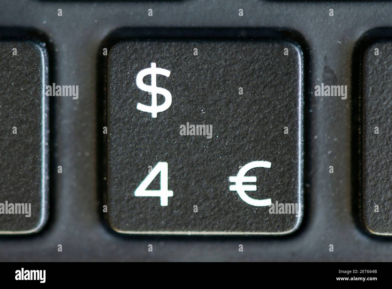 Number 4, Dollar and Euro key on a laptop keyboard Stock Photo - Alamy
