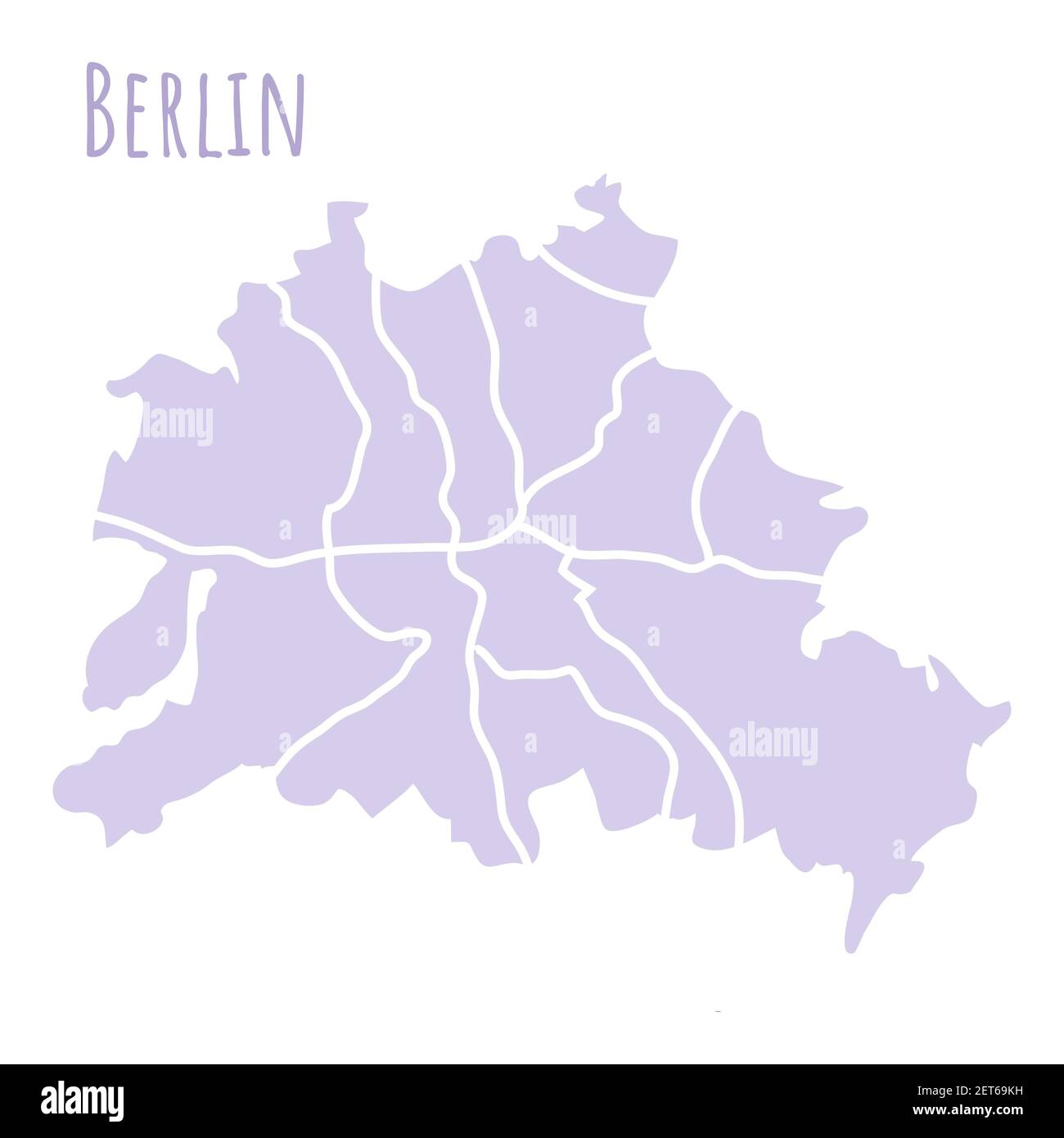 Berlin Germany map silhouette administrative division, vector isolated ...