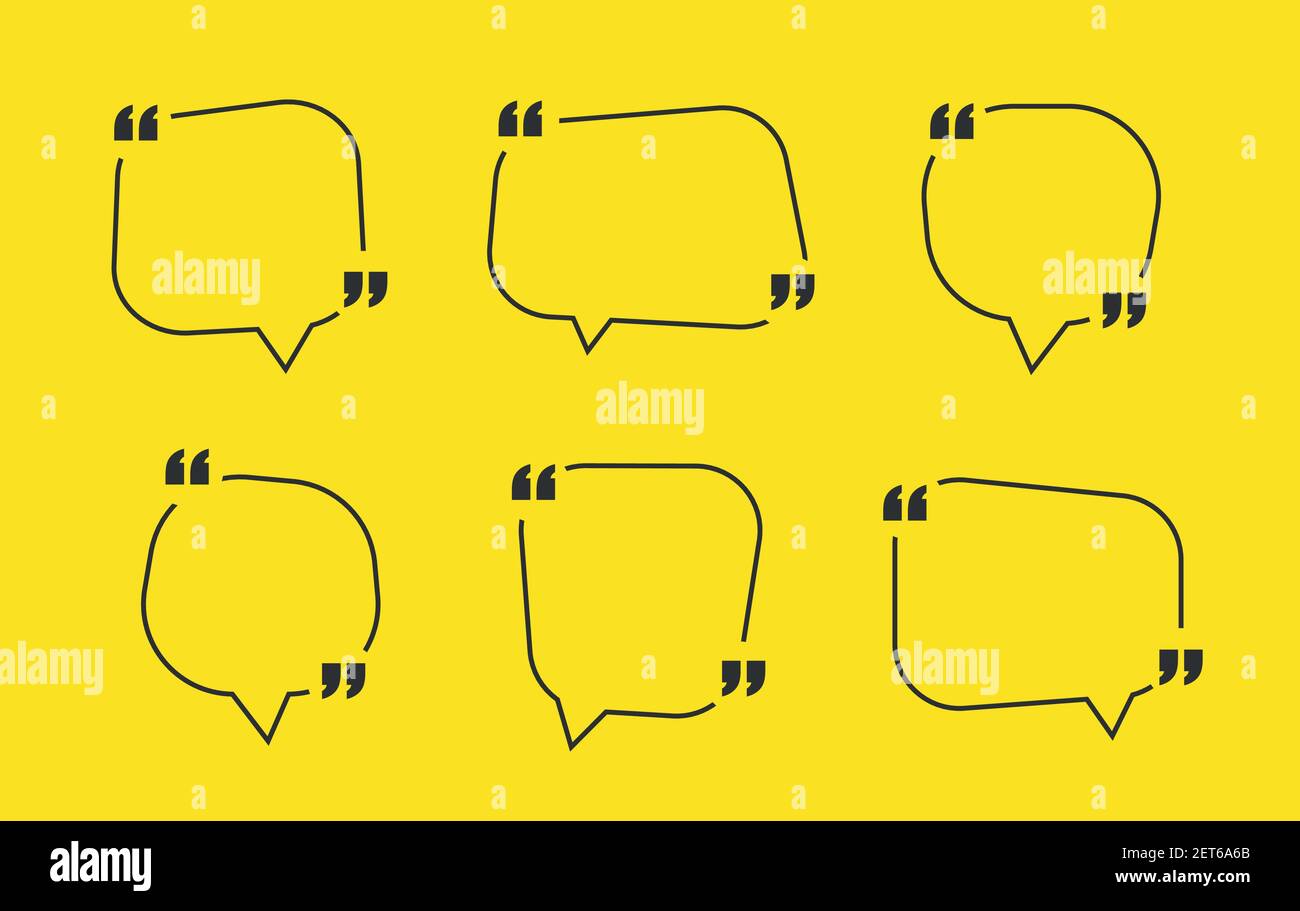Quote box frame, big set. Quote box icon. Texting quote boxes. Blank ...