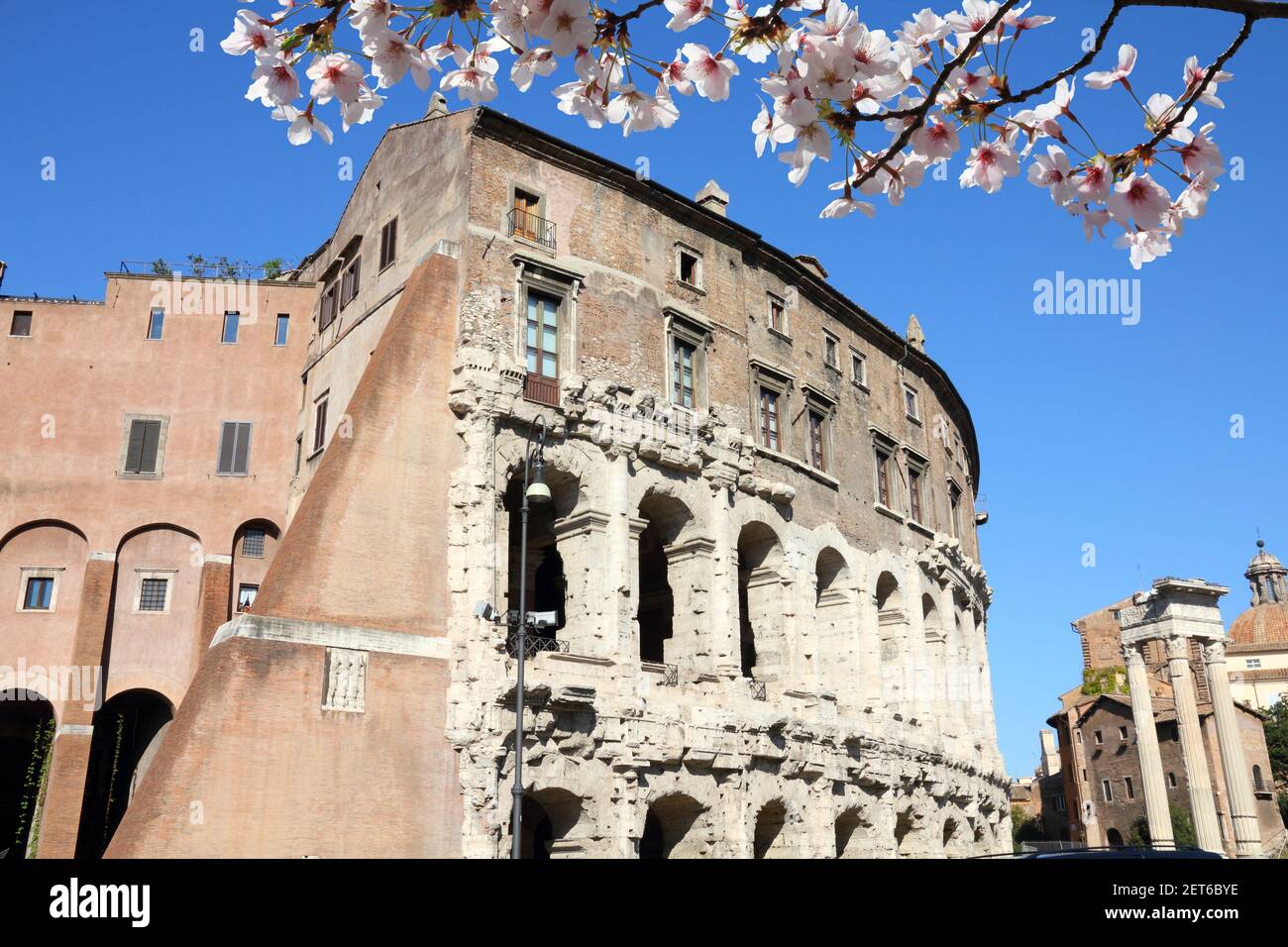 Spring in Rome, Italy. Rome landmark - Teatro Marcello, ancient Roman ...