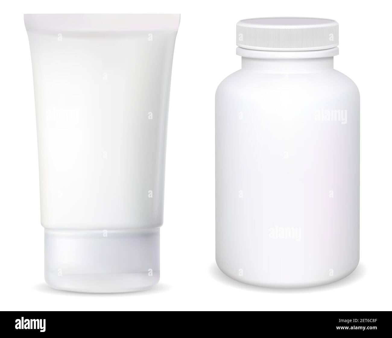 Pill bottle. Cosmetic cream tube mockup. Pill jar blank. Pharmacy ...