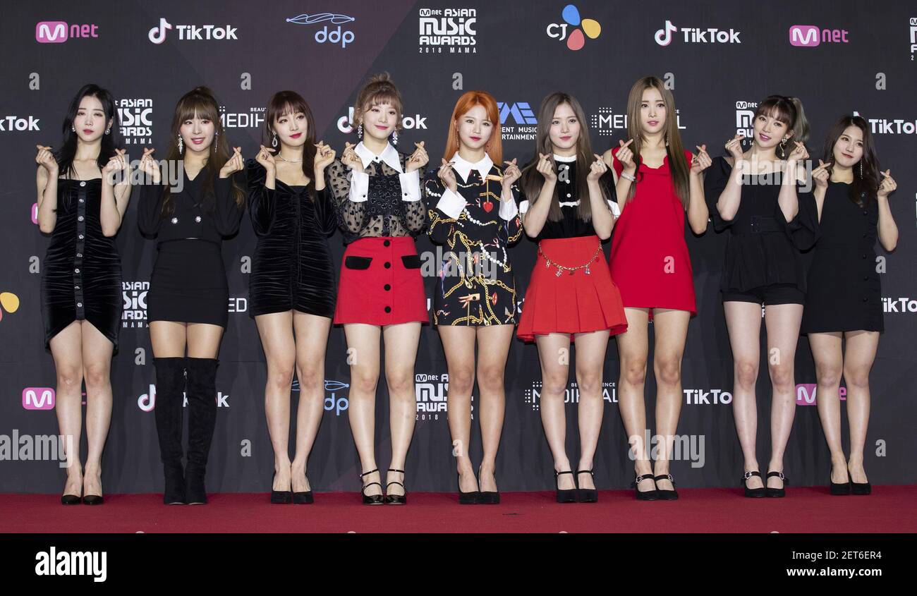 South Korean K-Pop girl group NATURE, attend a photo call for the '2018 ...