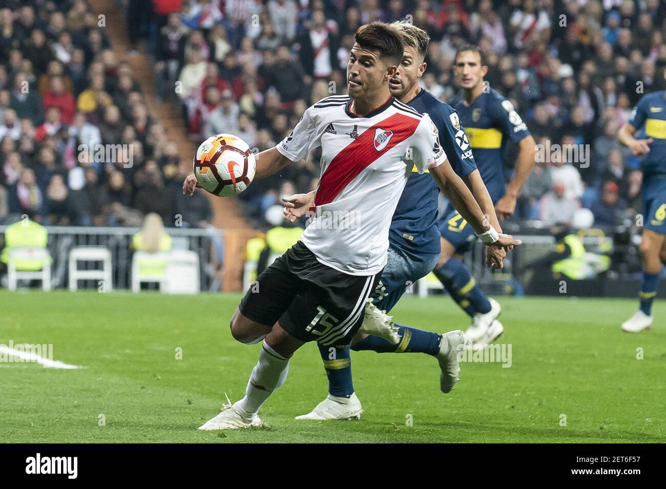 River Plate Exequiel Palacios and Boca Juniors Carlos Izquierdoz during ...
