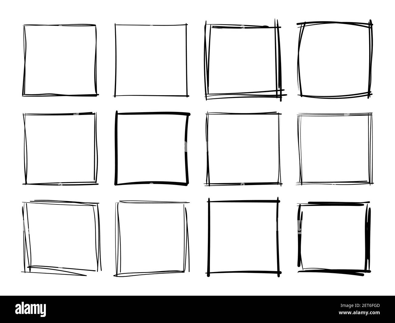 Hand drawn frames. Handdrawn square frame. Vector borders grunge ...