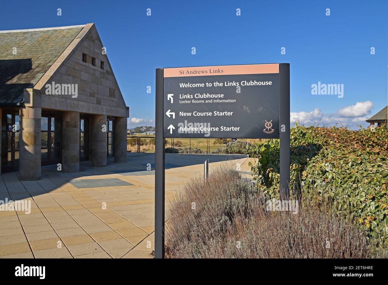 St Andrews Links Golf Course Clubhouse with sign for clubhouse, Jubilee ...