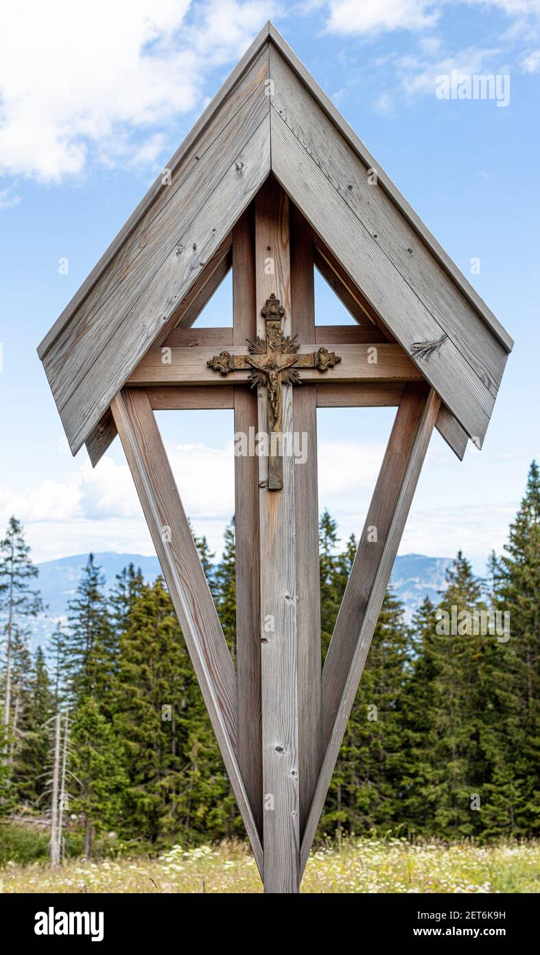 crucifix in metal and wood outdoors in the mountains Stock Photo - Alamy