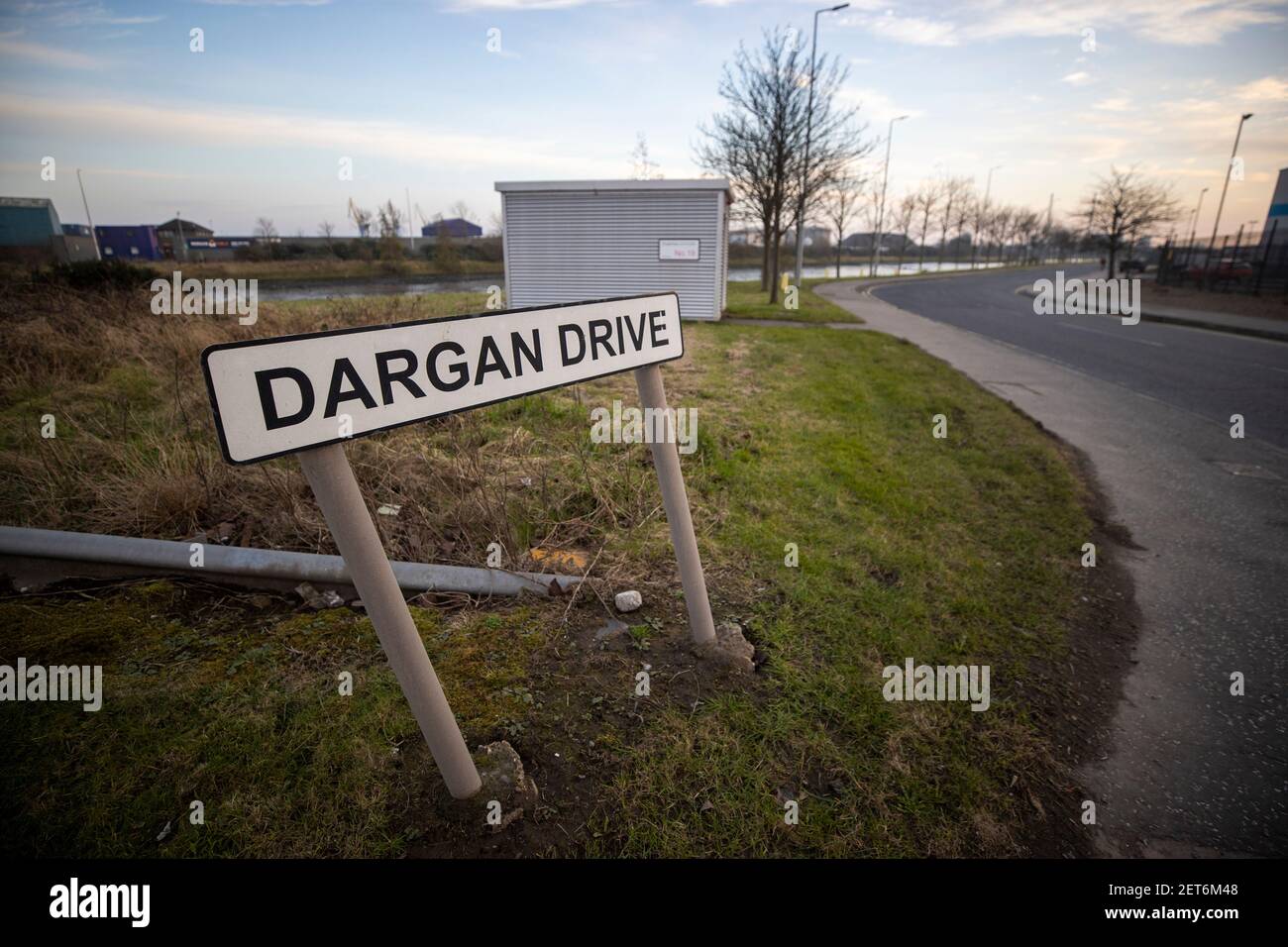 Street sign for Dargan Drive at Belfast Harbour Port, where Stormont's ...