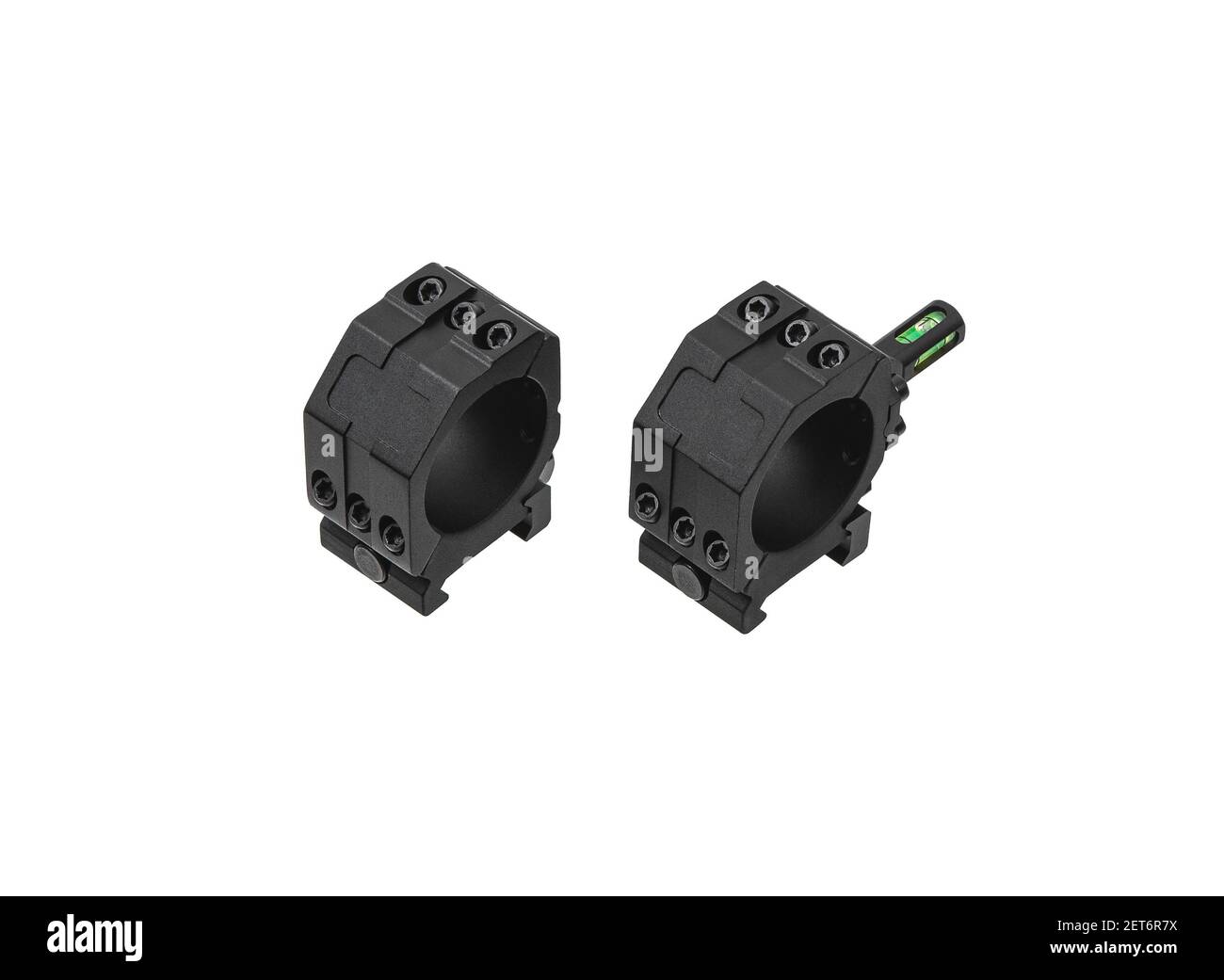 Quick disconnect mount made for holding a scope on a rifle isolated on ...