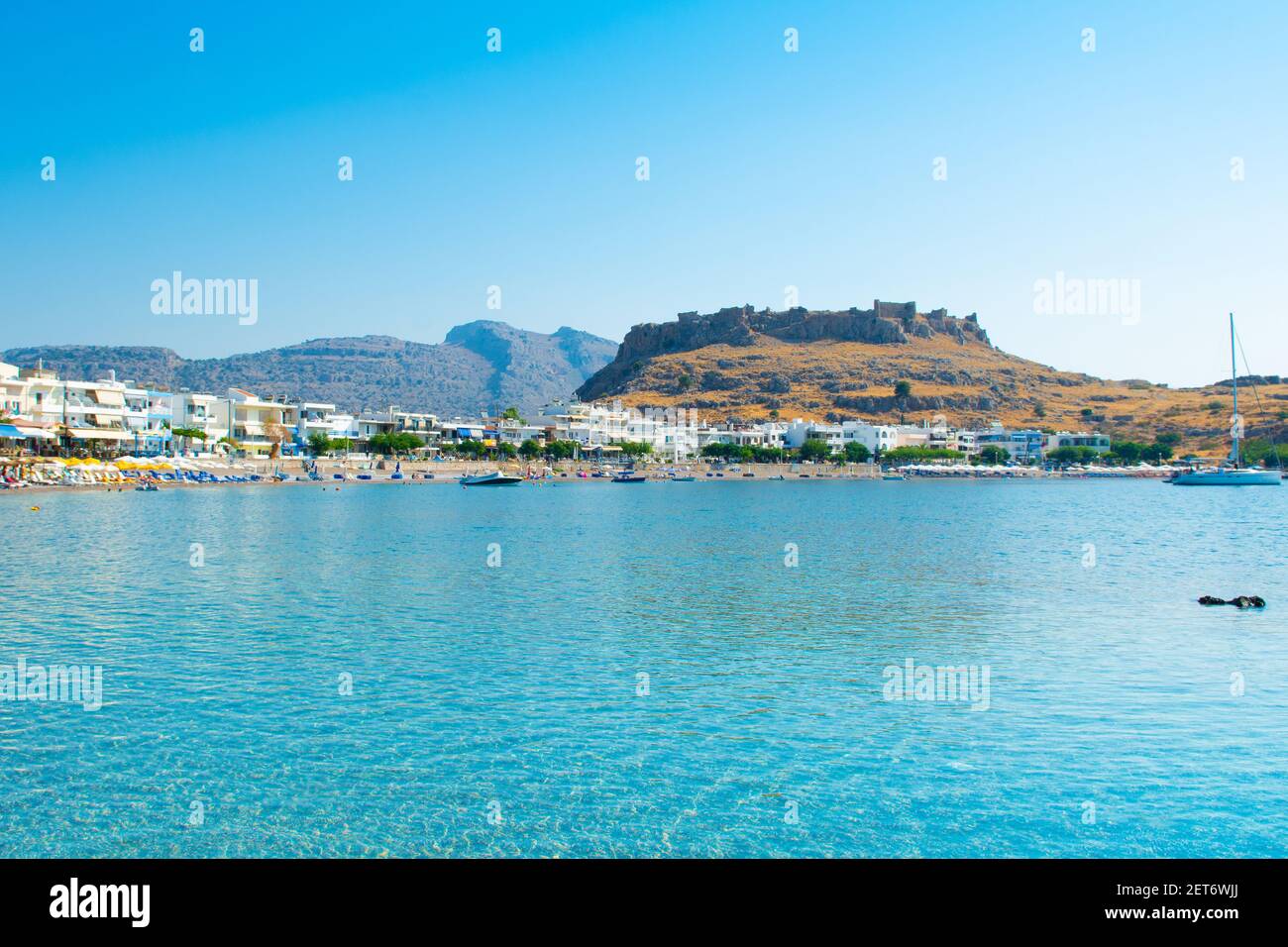 Rhodes island, Greece - July 14, 2019: Beautiful mediterranean ...