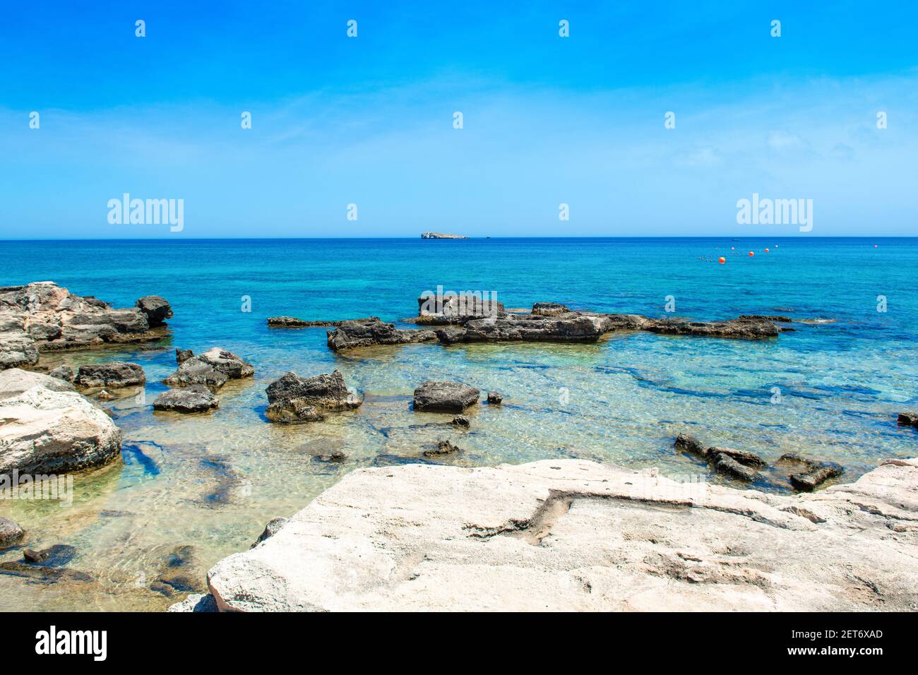 Landscape of beautiful bay in Rhodes island with mountain and rocky ...