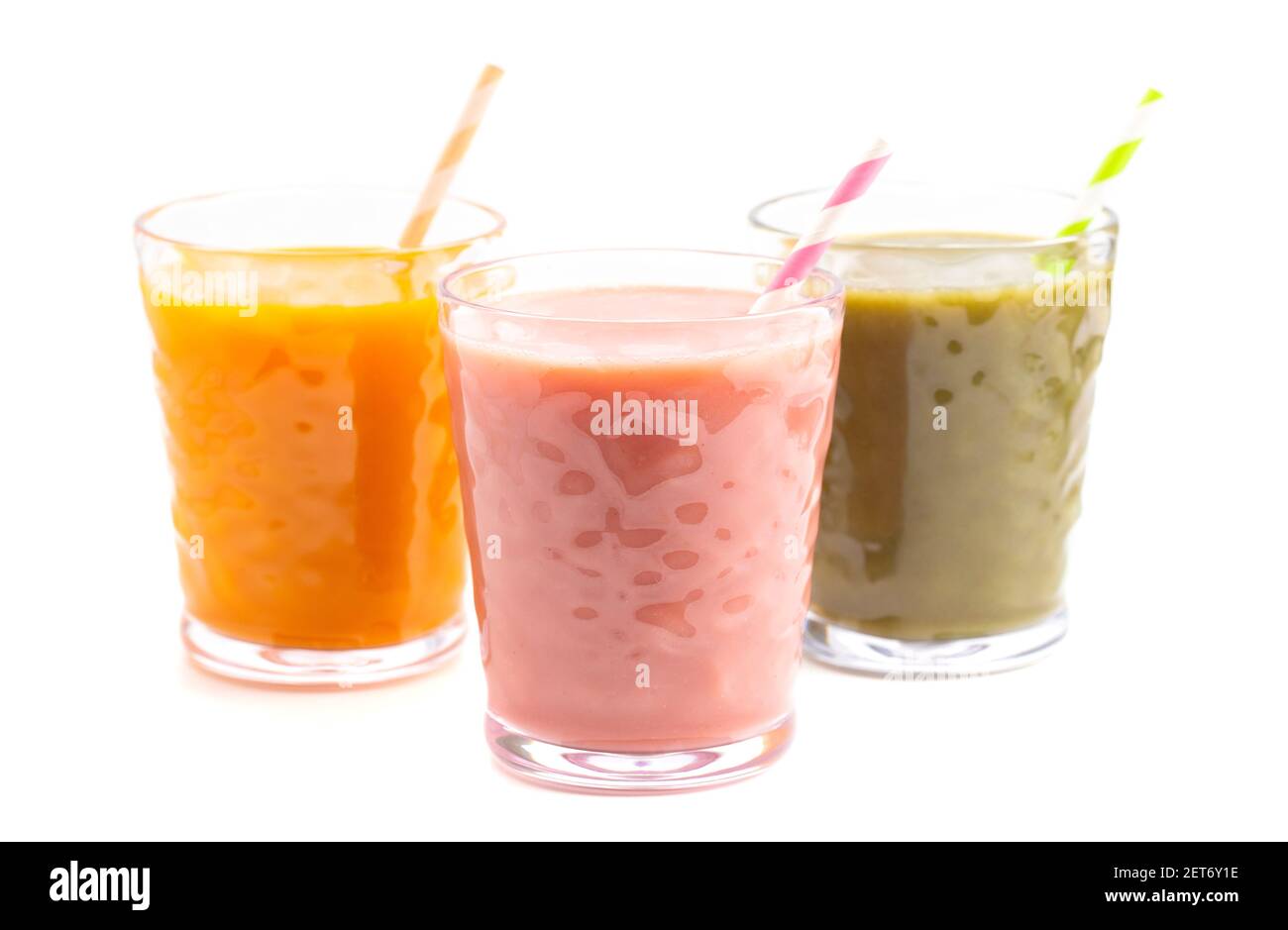 Three Varieties of Healthy Smoothies Isolated on a White Background ...