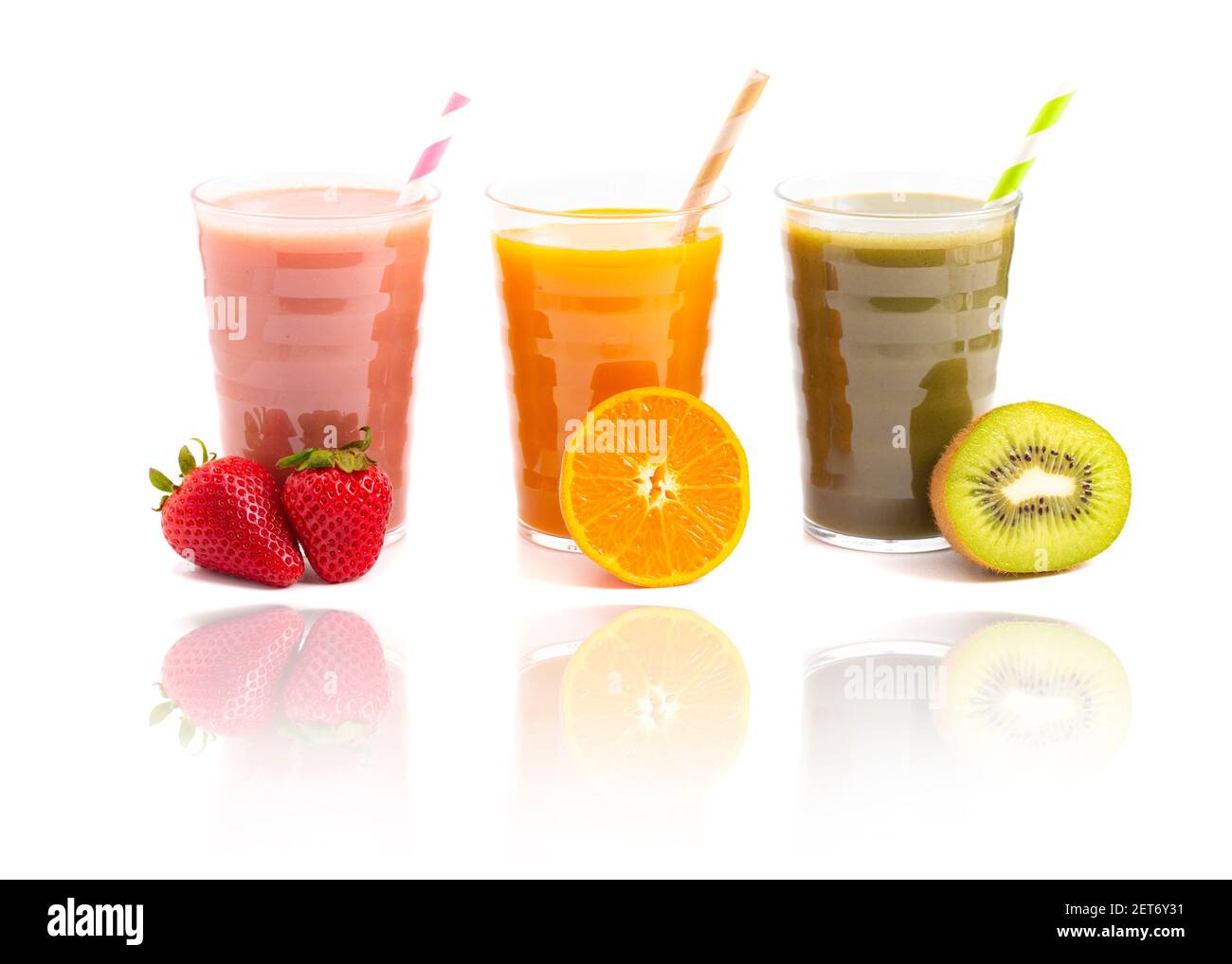 Three Varieties of Healthy Smoothies Isolated on a White Background ...